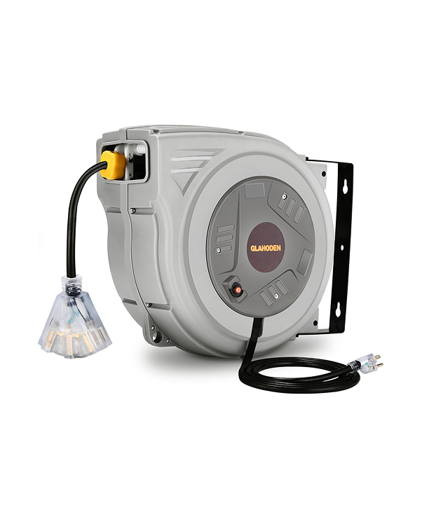 Retractable Extension Cord Reel | Durable Ratchet System | GLAHODEN